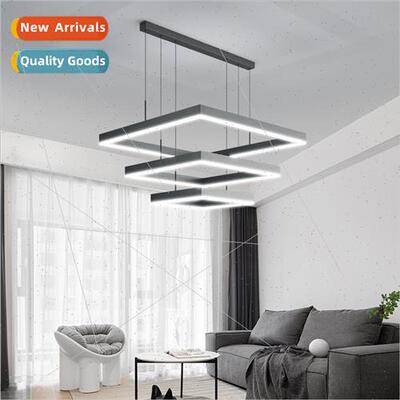 Modern minimalist bedroom living room chandelier square Scan