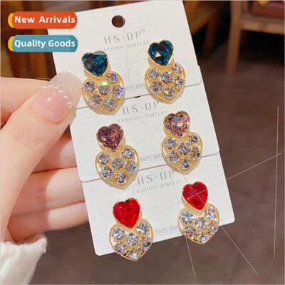Delicate super flash celebry full zirconium love earrings s9