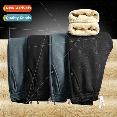 Casual pants men lambswool cotton pants 2023 winter new padd