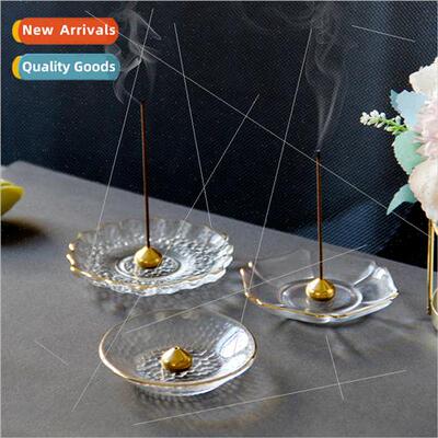 mple modern glass incense stick simple gold side round disk