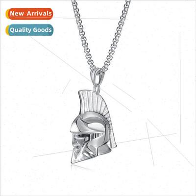 Europe Hip Hop Pendant Vintage Spartan Helmet Men Tanium Nec