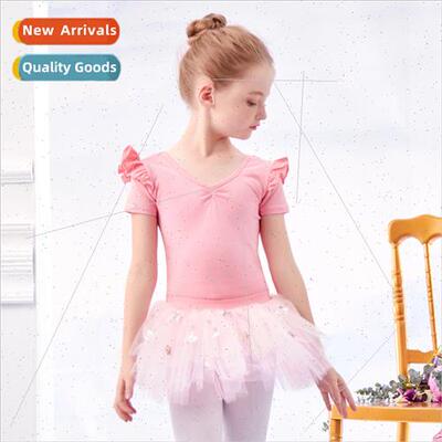 Childrens dancewear female spring and summer short-sleeved p