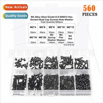 560pcs boxed M2 black alloy steel cylindrical head socket he