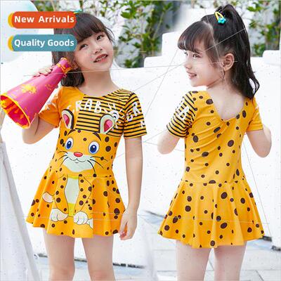 Childrens swimsus girls cute cartoon small leopard small and