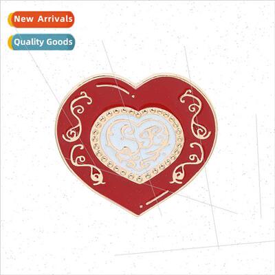 fashion new heart striped brooch zinc alloy oil drip baking
