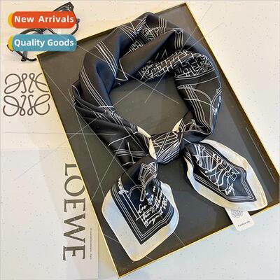 2023 Women 90 square scarf French retro lerary neckerchief f