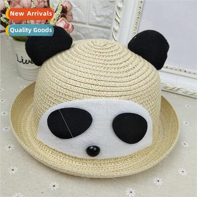 Korea  children panda straw hat sun hat outdoor outing shadi