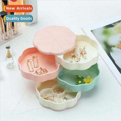 Multi-functional rotating mini jewelry box multilayer deskto