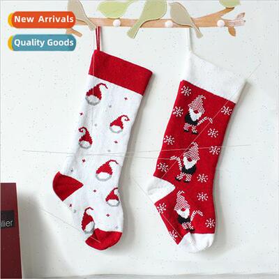 Christmas knted Christmas stockings red whe old man gift bag