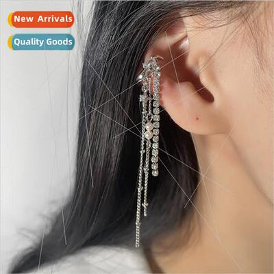 Quadrangle zirconia multi-layer tassel ear clips whout ear p