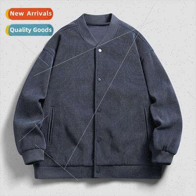 men spring fall casual versatile baseball su corduroy jacket
