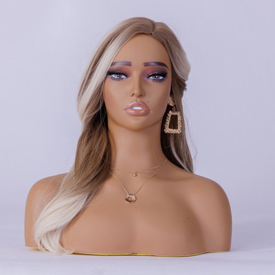 新款双肩半身模特头欧美假发头模非洲肤色mannequin head展示道具