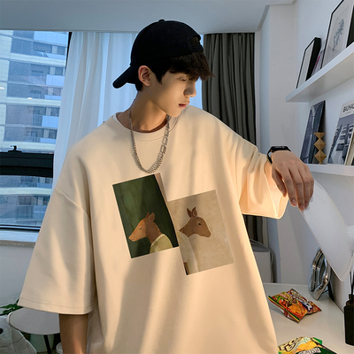 Grinch1928亿万少年西西里男装阿古与阿茶jmhomme美式宽松短袖t恤