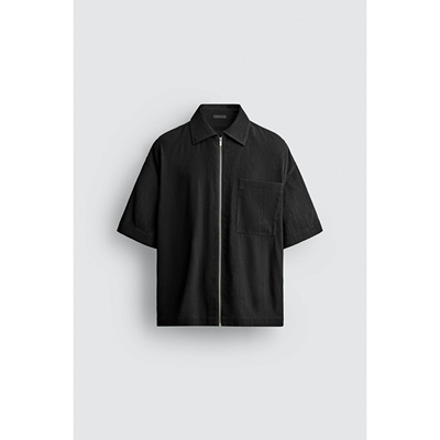 柜329！ZA 夏季新品 男装 纹理宽松轻盈翻领短袖衬衫 7380102 800