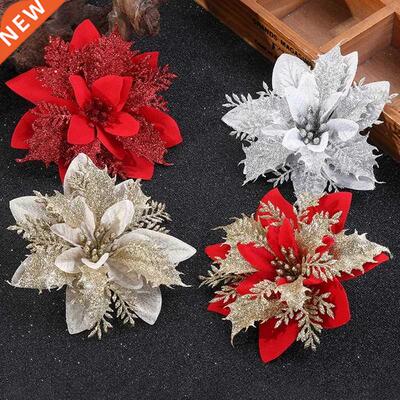 5pcs 14cm Gltter Artfcal Chrstmas Flowers Xmas ree Orna