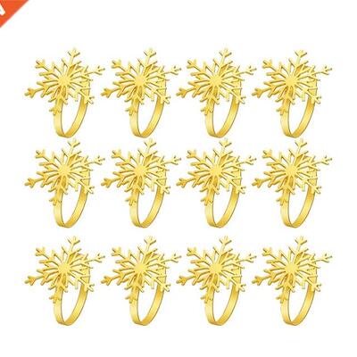 12Pcs Christmas Snowflake Napkin Rings Napkin Holder For Chr
