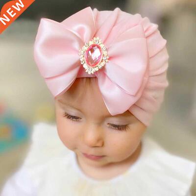 Baby Hats Caps Big bow Turban Hair Bowknot Rhinestone Head W