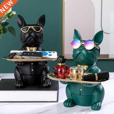 Resn Cool Bulldog Statue Con Bank Fgurne Home Decoraton