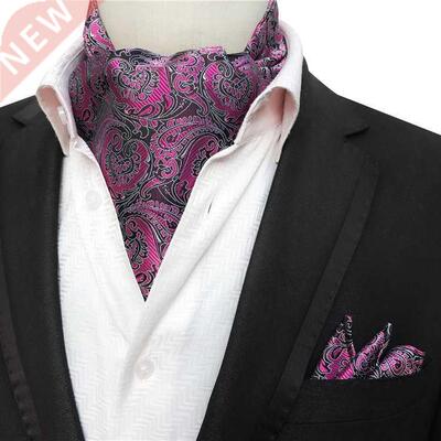 Gentlemen Ascot Neckerchief Set Formal Scarf with Purple Pai