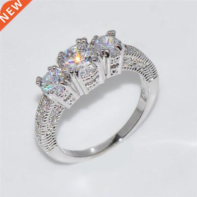 White Zircon Engagement Promise Ring Rainbow Cryal Multico