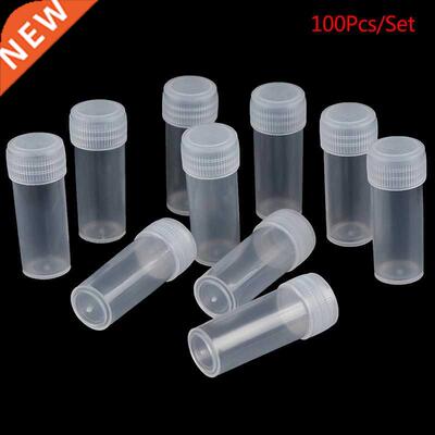 New 100pcs 5ml Plastic Test Tubes Vials Sample Container Pow