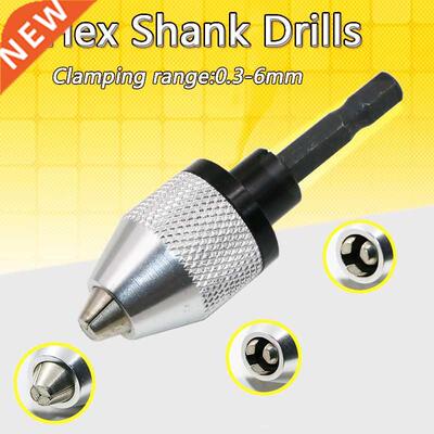1Pc 0.3-6mm Quick Change Keyless Drill Bit Chuck 6.35mm Hex