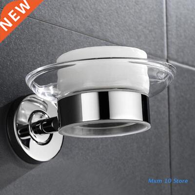 Round Soap Dish Wall-mounted Soap Holder Glass Soap Tray Bat