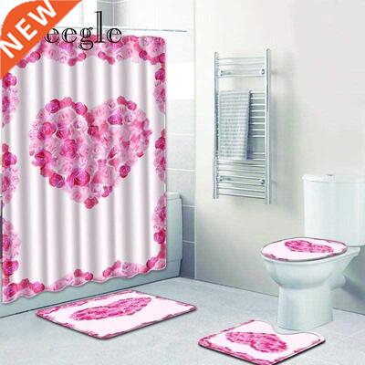 Zeegle Bathroom Bath Mat and Shower Curtain Set Anti slip B