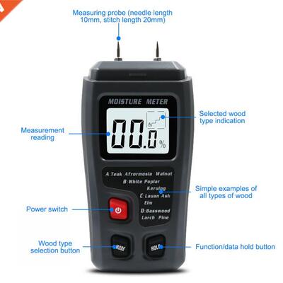 1pcs Black Digital Wood Moiure Meter 0-99.9% Wood Humidity
