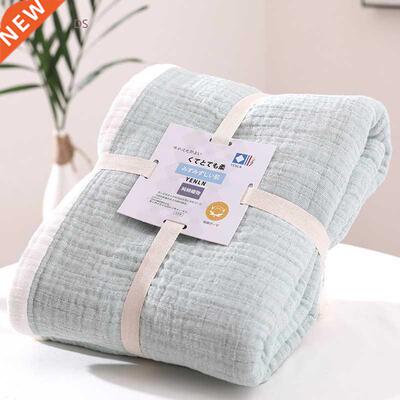 Spring Summer Cotton Gauze Muslin Throw Blanket on the Bed C