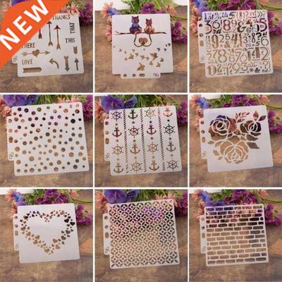 9pcs/set Heart Airbrush Painting Stencil DIY Scrapbooking Al