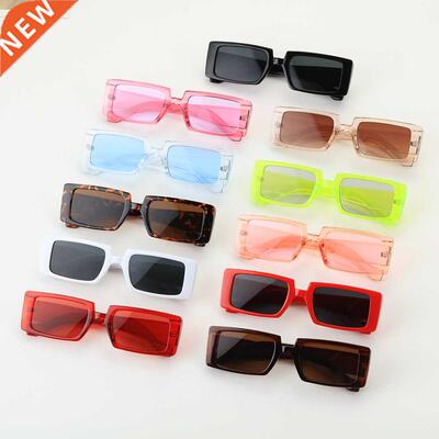 Candy Color Vintage Wide Frame Women Sunglass Small Rectangl