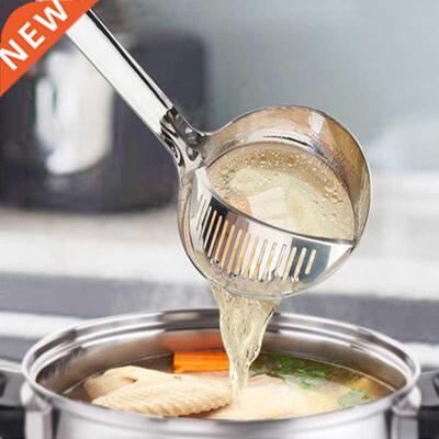 2 In 1 Soup Spoon Long Handle Home Ladle Strainer Stainless