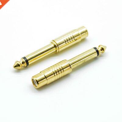 2pcs Gold plated 6.5mm stereo jack convert RCA socket adapt