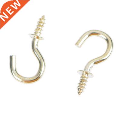20pcs 1/2 Inches Brass Plated Cup Hooks Shouldered Screw Han