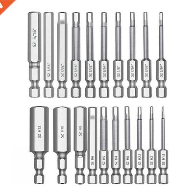 20Pcs 1/4 Hex Head Allen Wrench Drill Bit Set SAE/Metric Ma