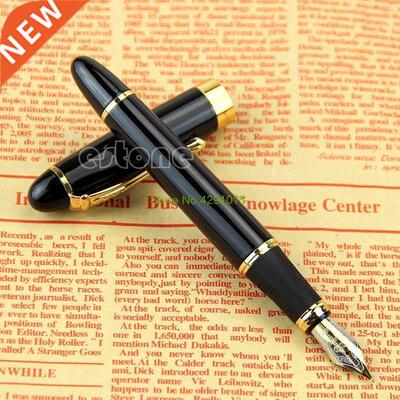 Jinhao X450 Black Medium Nib Gold Trim Fountain Pen Nice Gif