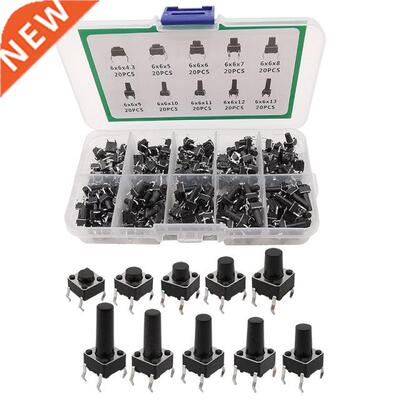 200Pcs 6x6 Tact Switch Tactile Push Button Switch Kit Height