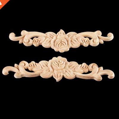 1Pc 20*5cm Woodcarving Decal Corner Long Onlay Applique Unpa