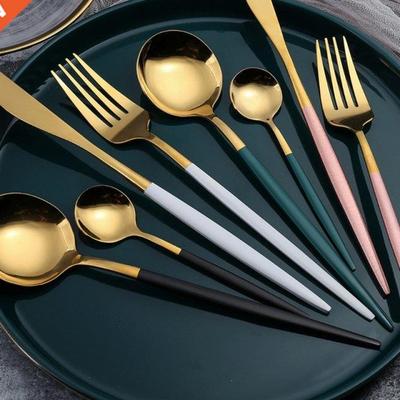 4pcs Stainless Steel Cutlery Set Luxury Dinnerware Mirror Po
