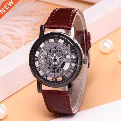 Foloy Watch For Men PU Leather Band Hollowing out Analog All