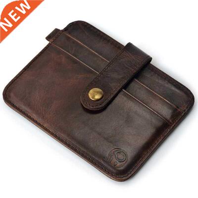 Men Genuine Leather Slim Wallet Male Small Purse Mini Money