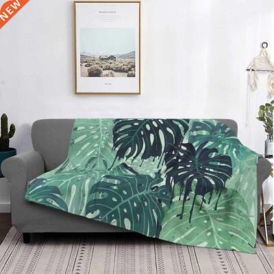 Monstera Melt (In Green) Throw Blanket Quilt Winter Very War