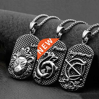 Fashion tide brand twelve constellation necklace male retro