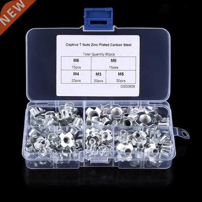 90pcs T Nuts M/M4/M5/M6/M8 Four Pronged T Nuts Blind Insert