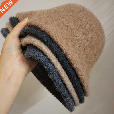Autumn Winter Wool Bucket Hat Women Fashion Vintage Fisherma