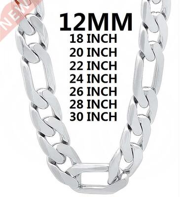 Hot solid 925 Sterling Silver necklace for men classic 12MM