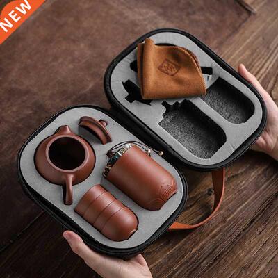 Purple Sand Tea Cups Ceramic Portable Teapot Set Outdoor Tra