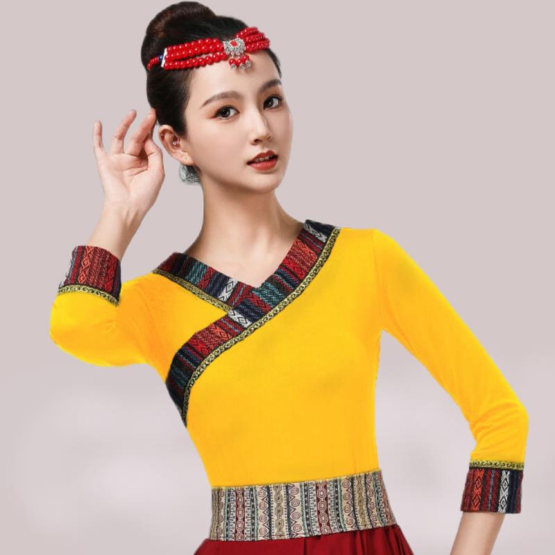 特价藏族舞蹈演出服装女艺考练功服蒙古舞广场舞大摆裙民族舞蹈服