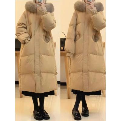 LILY MOST狐狸大毛领羽绒服女2025冬新款中长款加厚连帽90白鸭绒